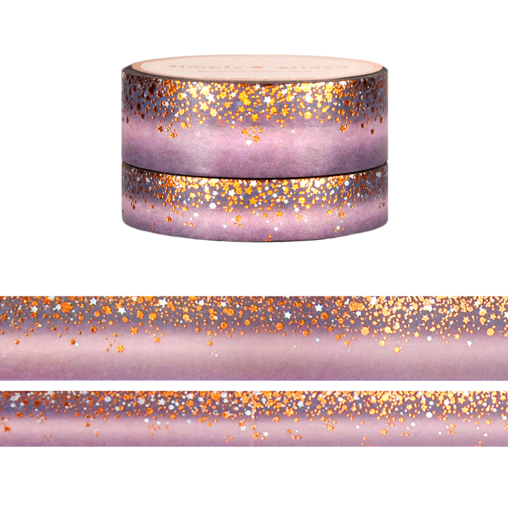 Violet Twilight Stardust washi set (15/10mm + rose gold / silver holog ...