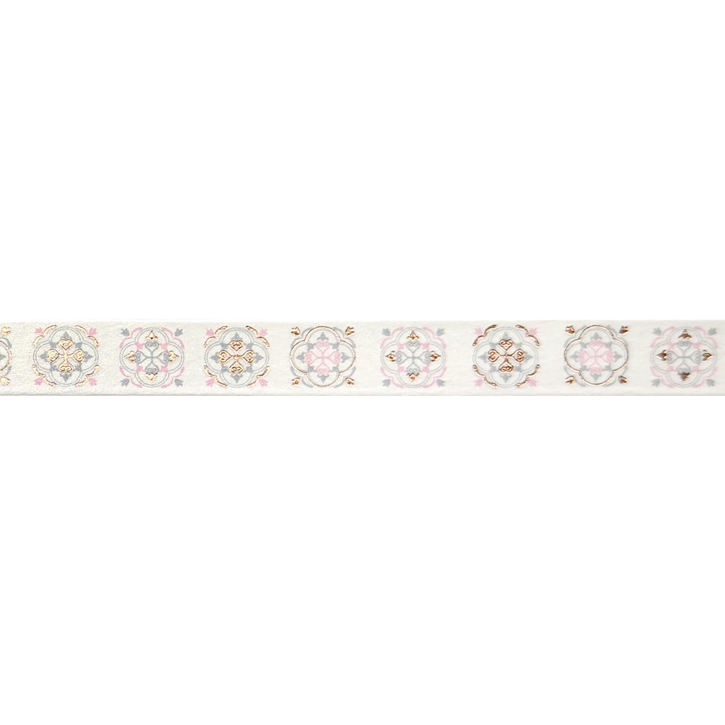 Flourish Tile Print Reprint washi (10mm + rose gold foil) – simply gilded