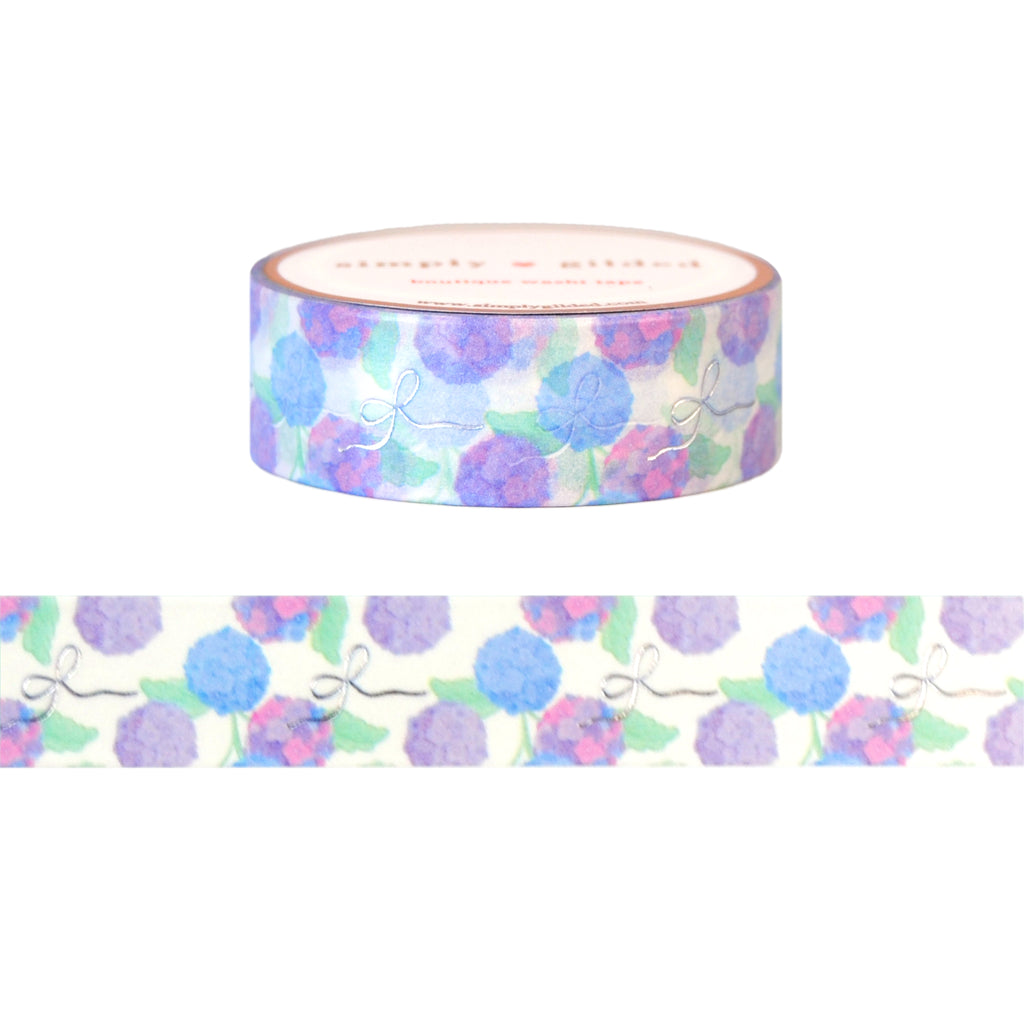 Duck, Duck, Goose Hydrangea washi (15mm + silver foil) – simply gilded