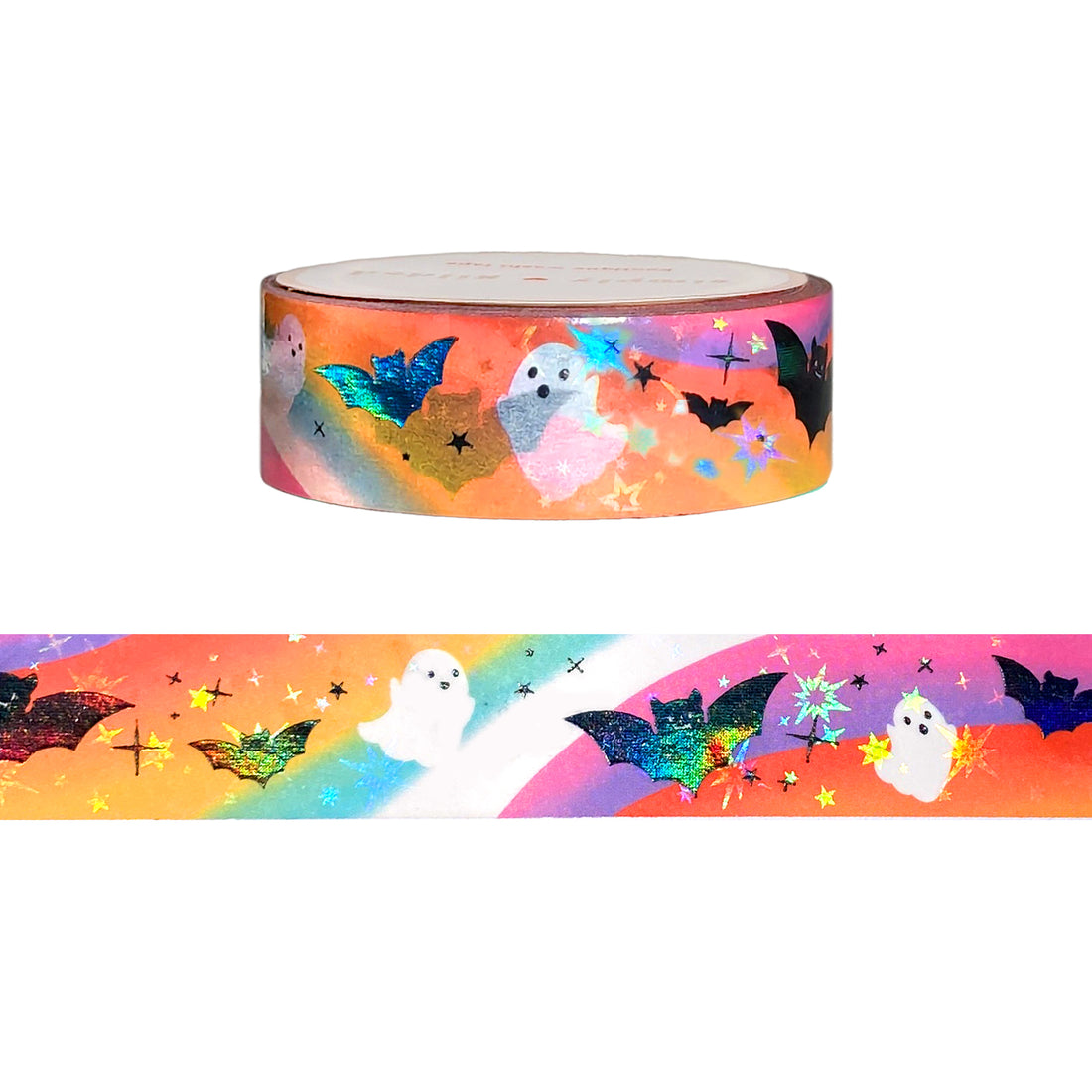 Some Kind of Haunted Ghosts & Bats washi (15mm + holographic black / i ...