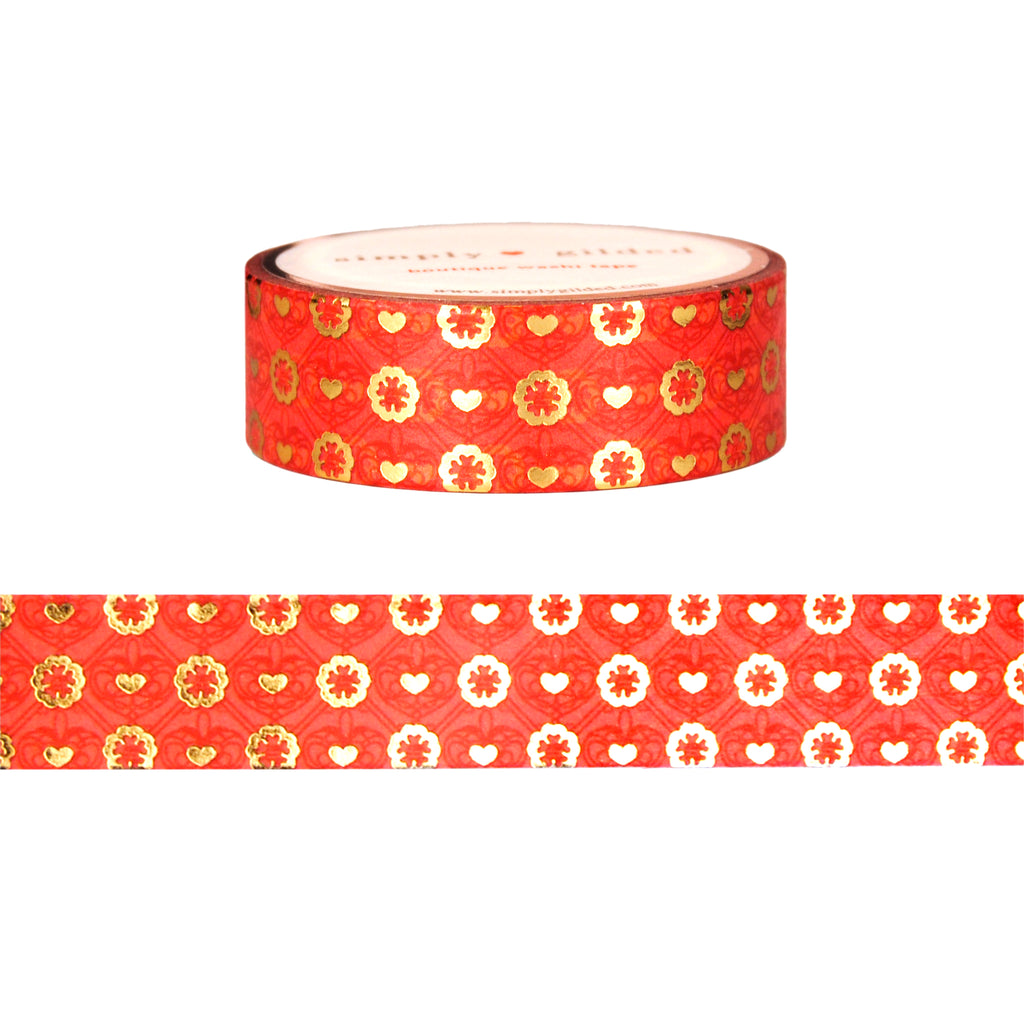 Dim Sum Darling Pattern washi (15mm + light gold foil) – simply gilded