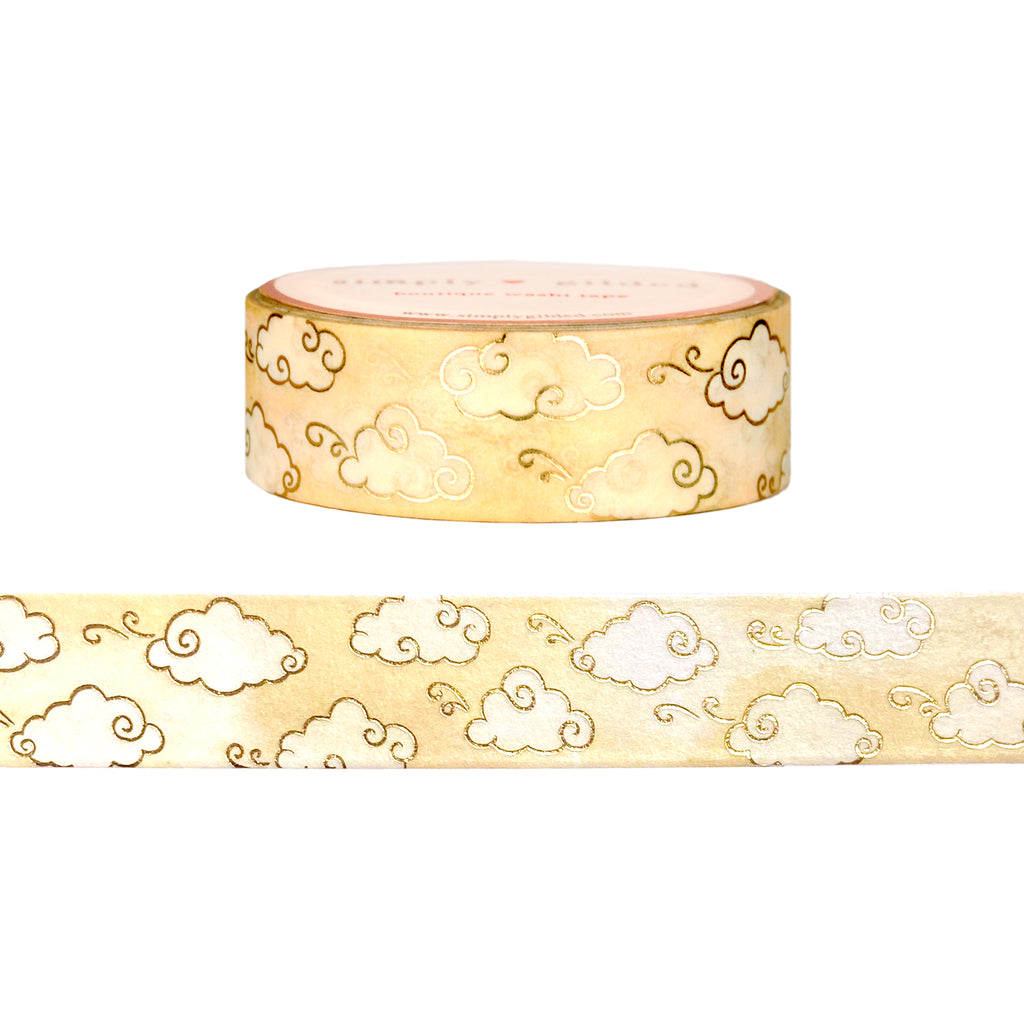 Dim Sum Darling Parchment Clouds washi (15mm + light gold foil ...