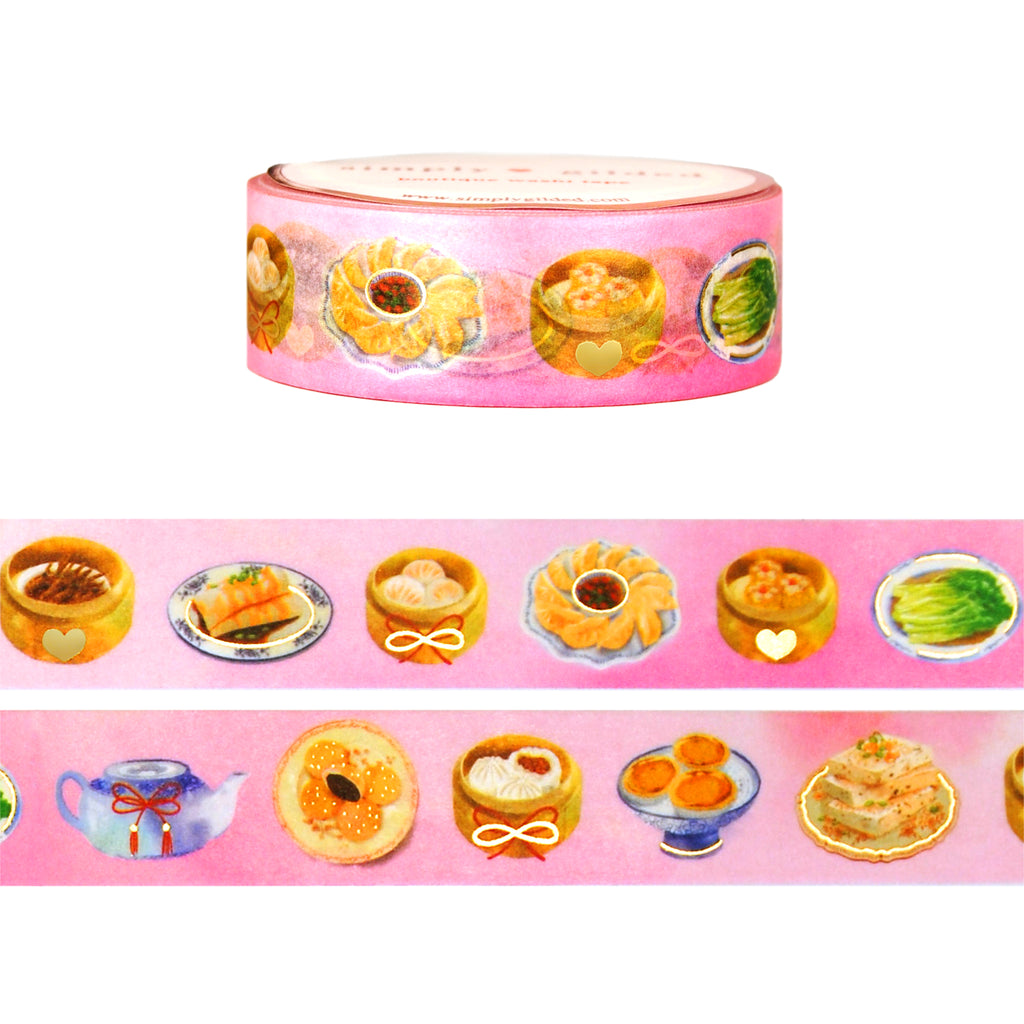 Dim Sum Darling Dishes washi (15mm + light gold foil) – simply gilded