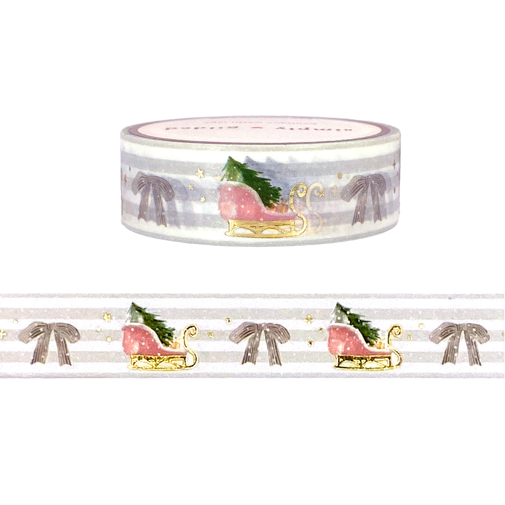 White Christmas Sleigh washi (15mm + light gold foil) – simply gilded