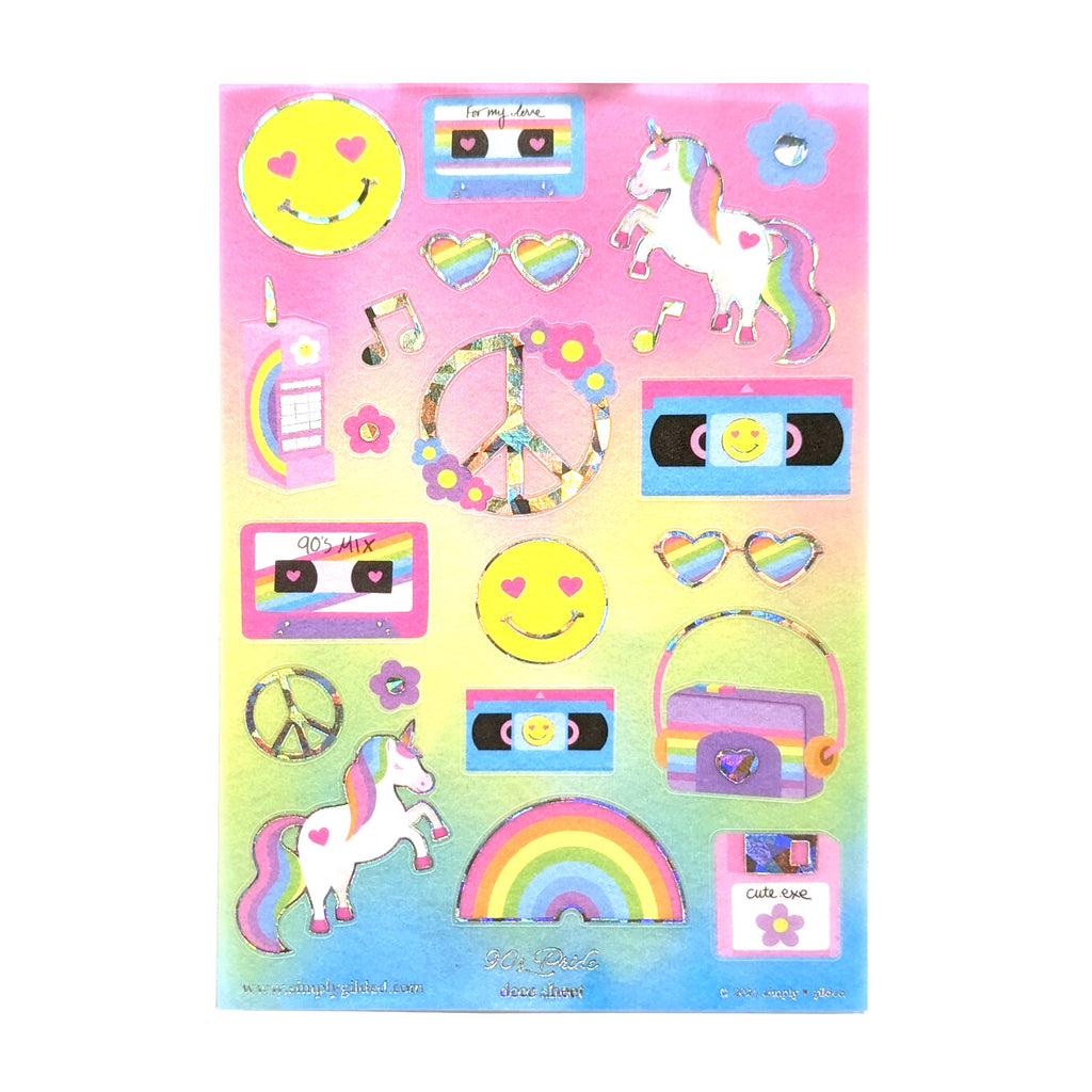 90s Pride (Deco Sheet + silver crystal holographic foil / iridescent c ...