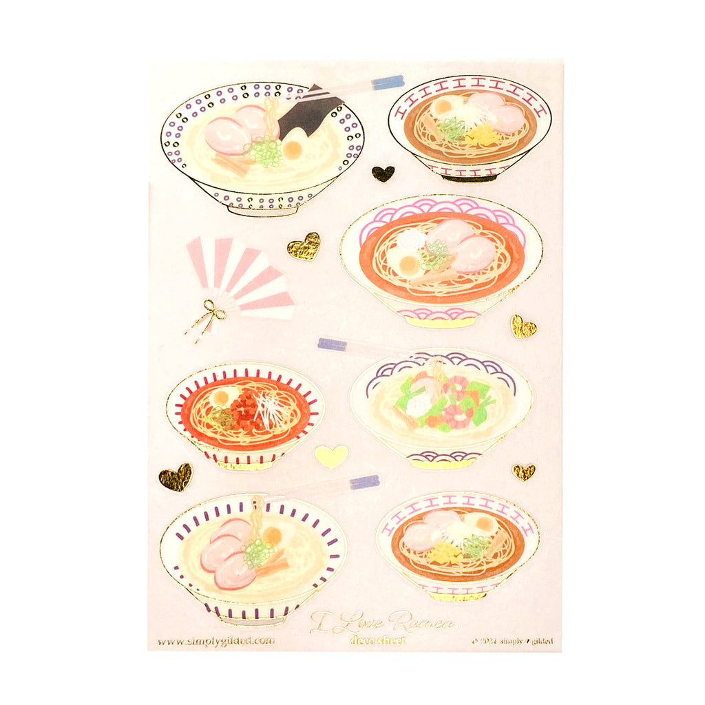I love Ramen (Deco Sheet + light gold foil)(you pick) – simply gilded