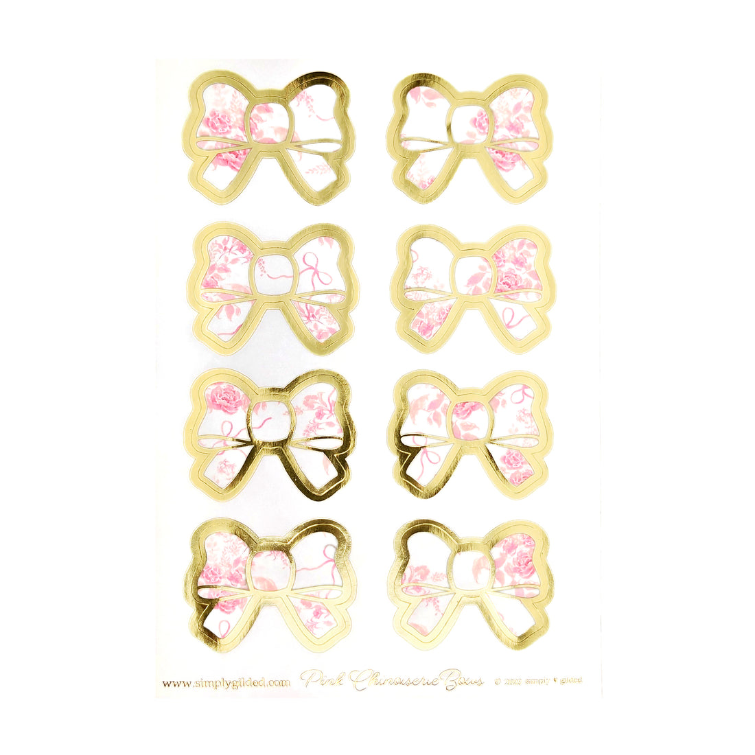Pink Chinoiserie Bow Seals (light gold foil) – simply gilded