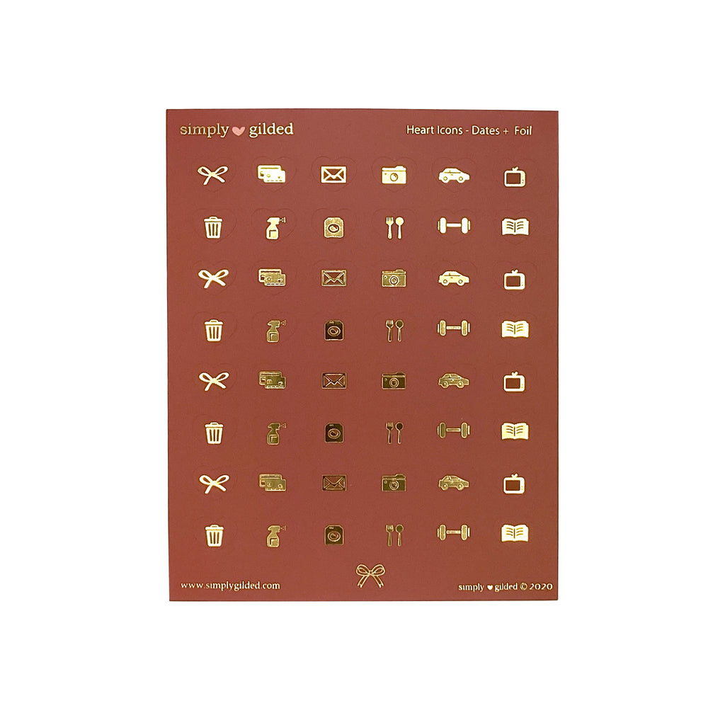 Cardinal Red Heart Icons (Basics + light gold foil) – simply gilded