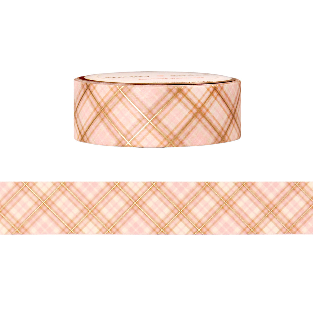 Maple Blush Plaid Blanket washi (15mm + satin gold foil) – simply gilded