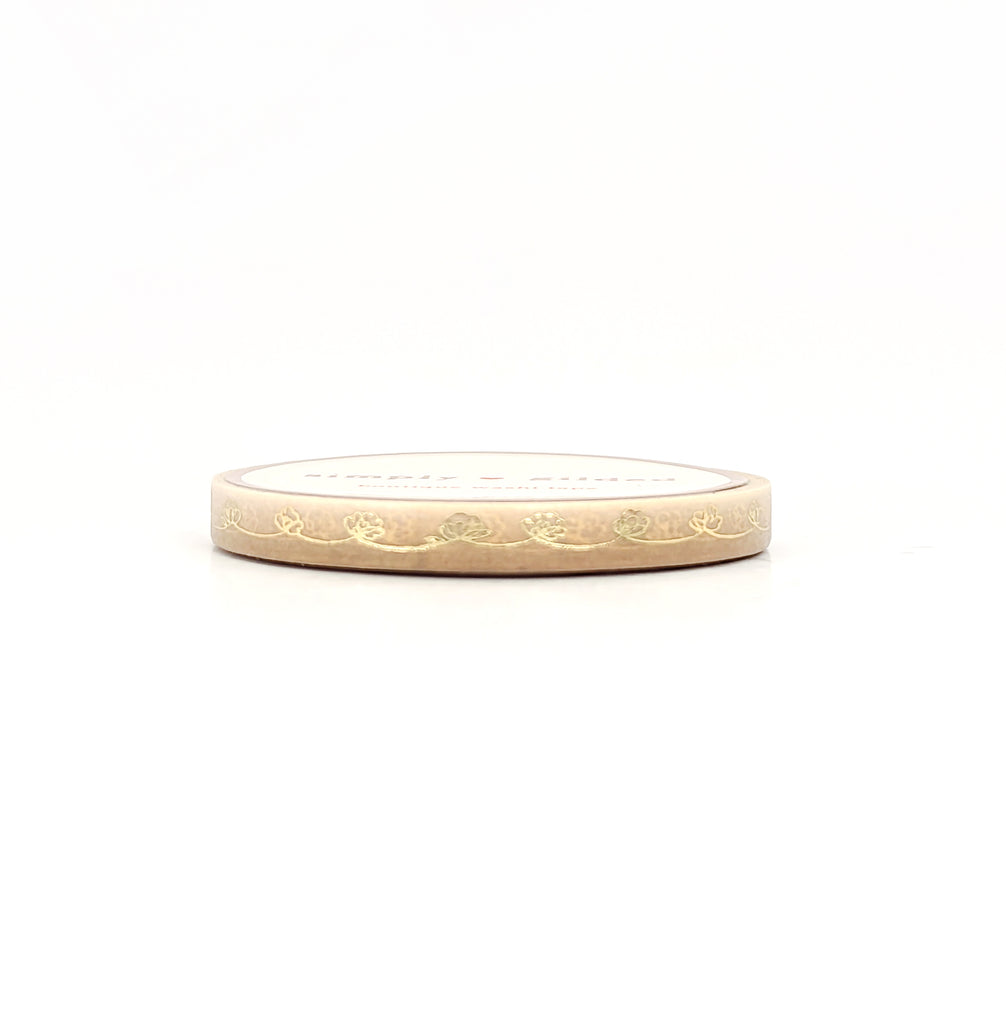 Neutral Ink Linked Flowers washi (5mm + light gold foil) – simply gilded