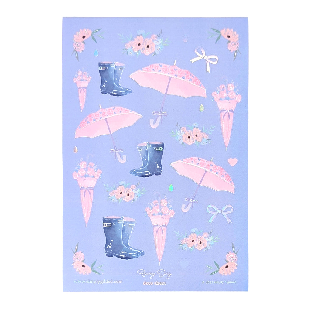 Rainy Day (Deco Sheet + silver holographic foil) – simply gilded