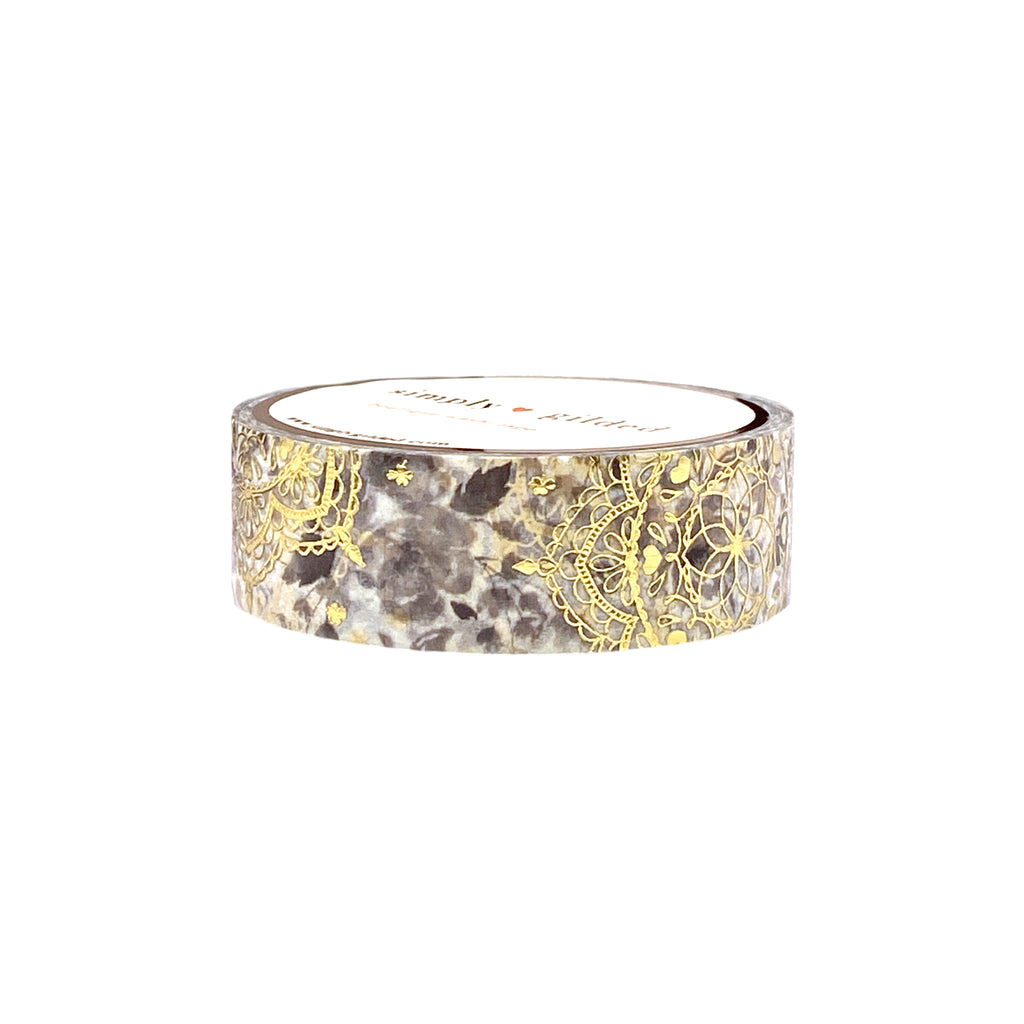 Black & White Floral Mandala washi (15mm + light gold foil) - Restock ...