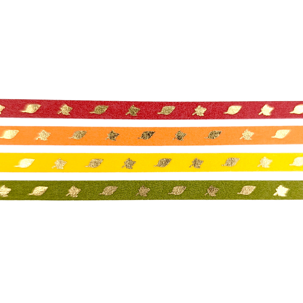 Classic Fall Leaves washi set of 4 (5mm + light gold foil) - Restock ...